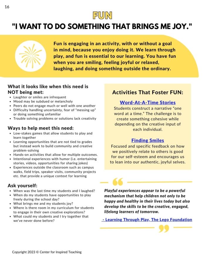 ABCDE of Learner Needs: Fun - Inspired Teaching